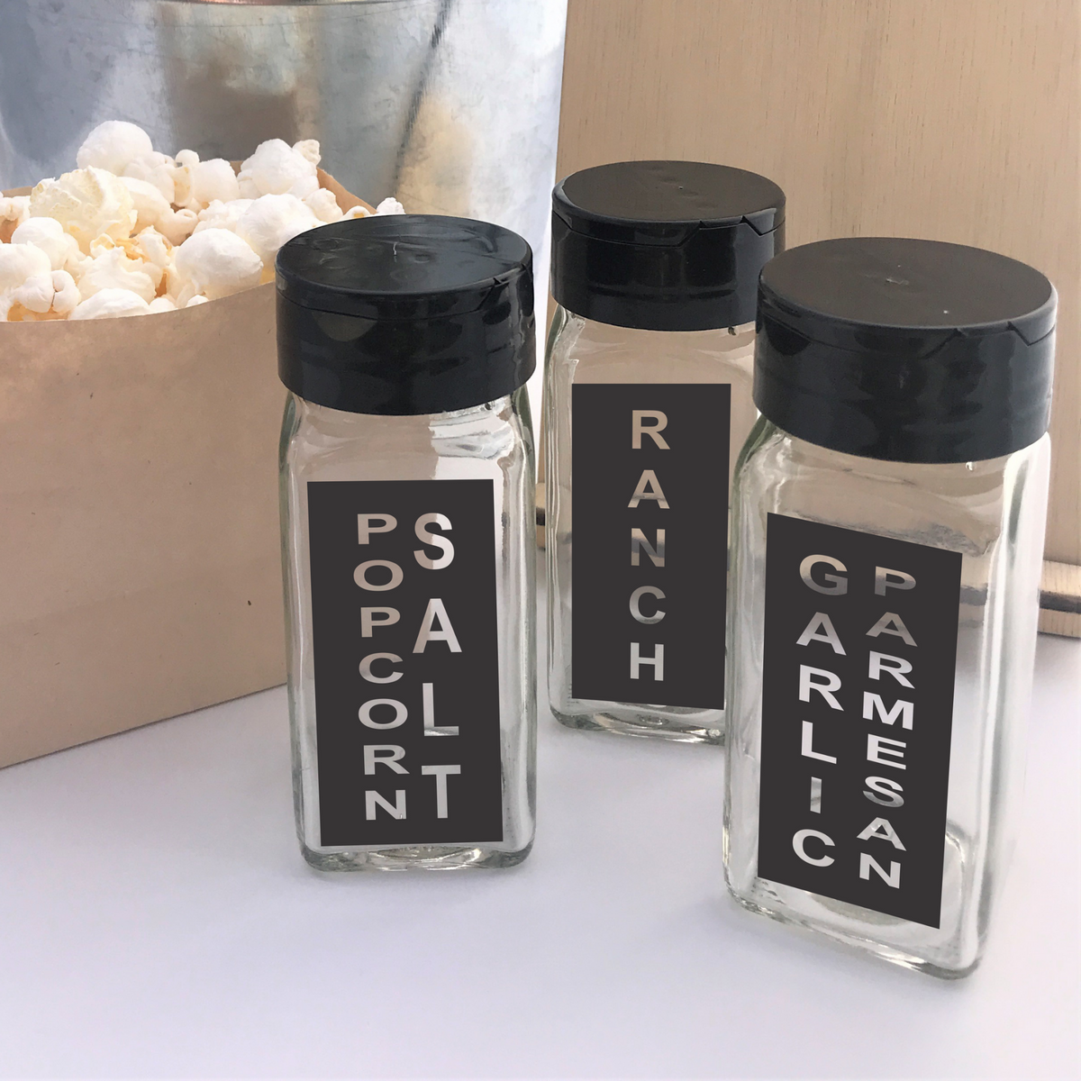 Popcorn Flavor Powder Jars, Custom Full-Sized Label – Sweet Lane Events